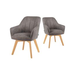 DUBI Möbel 2er-Set: Drehstuhl Mika-Noah in Taupe - (B)60 x (H)87 x (T)65 cm | Gr.: onesize