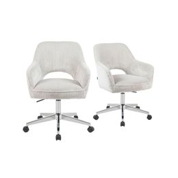 DUBI Möbel 2er-Set: Bürostuhl Mika-Ilvy in Hellgrau - (B)60 x (H)85 x (T)65 cm | Gr.: onesize