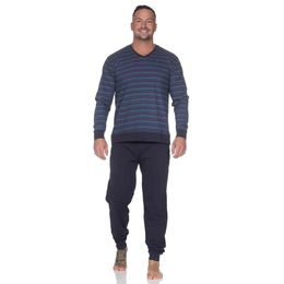 Normann Langarm Schlafanzug Pyjama B&uuml;ndchen Streifen in navy | Gr.: 58