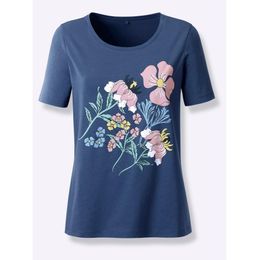 Sieh an! Kurzarmshirt in jeansblau-bedruckt | Gr.: 46
