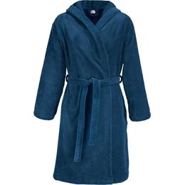 Erwin M&uuml;ller Erwin M&uuml;ller Velours-Frottier Unisex-Bademantel mit Kapuze Heidenheim in marine | Gr.: S