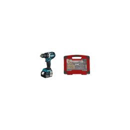 Makita Akku-Bohrschrauber DDF484RTJ 18V / 5Ah mit 100-teiligem Zubehör-Set