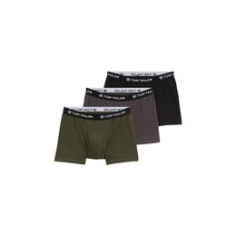 Tom Tailor Herren Mittellange Boxershorts im 3er-Pack, grün, Uni, Gr. S
