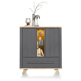 Henders & Hazel Jardin Schrank 39900-ANT Eiche Railway brown furniert, Akzent: Anthrazit, mit LED-Beleuchtung, ca.210x60x45 cm