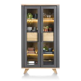 Henders & Hazel Jardin Vitrine 39904-ANT, Eiche Railway brown furniert, Akzent: Anthrazit, mit LED-Beleuchtung ca.110x200x45 cm