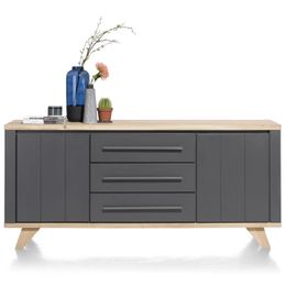 Henders & Hazel Jardin Sideboard 39895-ANT, Eiche Railway brown furniert, Akzent: anthrazit, ca.190x85x45 cm