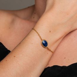 Holzkern Armbänder Damen Gold und Lapislazuli