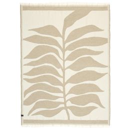 Sch&ouml;ner Wohnen Kollektion Wohndecke "View", beige, B:130cm L:170cm, Baumwolle, Kunstfaser, SCH&Ouml;NER WOHNEN-KOLLEKTION, Wohndecken, Wohndecke, mit zweifarbigem Bl&auml;ttermotiv