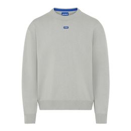 Rundhalspullover HUGO BLUE "San Casey", Herren, Gr. M, open grau091, Strick, Obermaterial: 50% Baumwolle, 50% Polyacryl, unifarben, relaxed fit normal, Rundhals, Bündchen, Pullover, relaxed fit