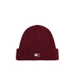 Beanie Tommy Jeans "TJM HERITAGE CORE", Herren, rot (rot wine), Strick, Baumwolle, Mützen, Rippstrick, Umschlag, normale Passform