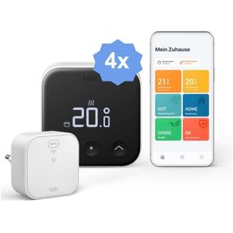 tado Smart-Home-Zubehör "Kit Smartes Thermostat + 3x Smartes Thermostat (Line X)", schwarz, B:19,5cm H:10,5cm T:29,5cm, Smart-Home-Stationen