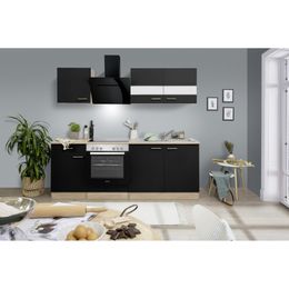 respekta K&uuml;chenzeile 'Merle' mit E-Ger&auml;ten KB210ESSSSC schwarz/eichefarben 210 cm