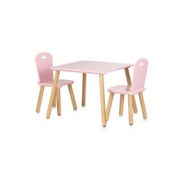 Chipolino Kinder Tischset Holztisch, 2 Holzst&uuml;hle, Kindersitzgruppe, 3-teilig pink