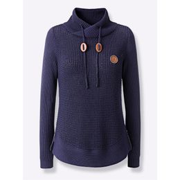 WITT Damen Strickpullover mit Kordelzug, marine, Gr&ouml;&szlig;e 40