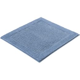 Badematte Kleine Wolke "Net", blau (stahlblau), H:17mm, Baumwolle, Badematten, Badteppich, Uni Farben, rutschhhemmend