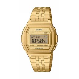 Chronograph CASIO VINTAGE, goldfarben, Armbanduhren, Damen, Quarzuhr, Armbanduhr, Damenuhr, Herrenuhr, Edelstahlarmband, digital