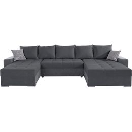 Wohnlandschaft Collection AB, B:333cm H:84cm T:161cmanthrazit, 100% Polyester, Sofas, "Josy XXL U-Form, B: 333 cm, mit 2 Recamieren 77 & 97 cm", mit