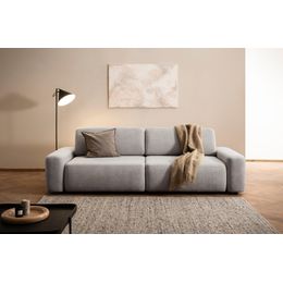 3-Sitzer Home Affaire "TORGE (257cm), Sofa,Schlafsofa in Cord, Samtvelours, Struktur fein", grau (hellgrau), B:257cm H:82cm T:105cm, 100% Polyester, Sofas, rundes Design, Schlaffunktion u. Bettkasten, Liegefl&auml;che: 135/200 cm