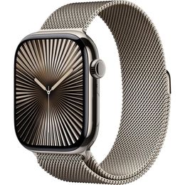 Apple Watch Series 10 (2024) GPS + Cellular 46 mm - Titan Natur - Milanaise Armband Schwarz