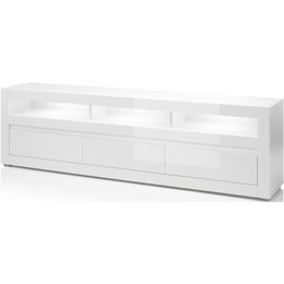 Lowboard Inosign "Carat", wei&szlig; (wei&szlig;, wei&szlig; hochglanz), B:217cm H:63cm T:42cm, Sideboards, Lowboard, Breite 217 cm, Zierleiste 1x betonfarben und 1x wei&szlig;