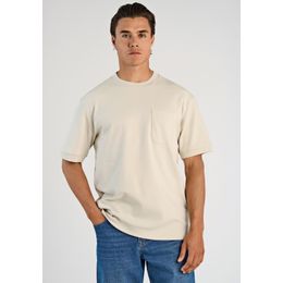 T-Shirt LINDBERGH "LINDBERGH T-shirt", Herren, Gr. L, beige (lt stone), Obermaterial: 85% Baumwolle, 15% Polyester, oversize, Rundhals, Shirts