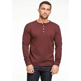 Henleyshirt LINDBERGH "LINDBERGH Henley Shirt", Herren, Gr. XXL, deep burgundy, Obermaterial: 100% Baumwolle, schmal, Rundhals, Shirts