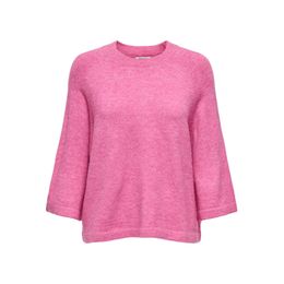 Strickpullover Only "ONLSIMONI 3/4 PULLOVER KNT NOOS", Damen, Gr. XL, phlox pink detail:melange, Strick, Obermaterial: 74% Polyacryl, 24% Polyester, 2% Elasthan, meliert, regular fit hüftlang, Rundhals, weit, Pullover, mit Fledermaus-Ärmeln