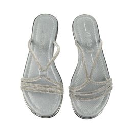 Sandale Buffalo "Buffalo KIRA MSS GLAM", Damen, Gr. 37, blau, silber, Polyurethan, unifarben, Schuhe Sandale