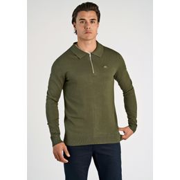 Langarm-Poloshirt LINDBERGH "LINDBERGH Troyer", Herren, Gr. L, grün (army), Obermaterial: 80% Viskose, 20% Nylon, schmal, Shirts