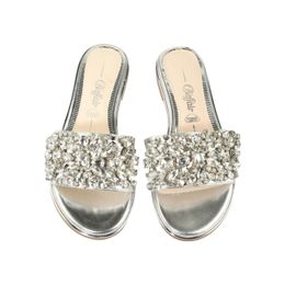 Buffalo Damen Sandale "Buffalo KIRA SLIDE", Gr. 37silber, Polyurethan, unifarben, Schuhe