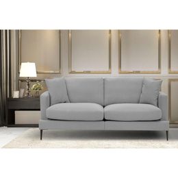 Home Affaire 2-Sitzer &raquo;Cozy elegantes Designsofa, Ma&szlig;e B/T/H: 151/97/80 cm&laquo; mit losen Kissen und Metallbeinen grau Samtoptik (100% Polyester);Struktur