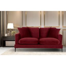 Home Affaire 2-Sitzer &raquo;Cozy elegantes Designsofa, Ma&szlig;e B/T/H: 151/97/80 cm&laquo; mit losen Kissen und Metallbeinen rot Samtoptik (100% Polyester);Struktur 