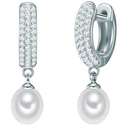 Valero Pearls Paar Creolen &raquo;Set: VP701&laquo; silber + wei&szlig; 26,1 Anmutige Damen-Creolen mit Perlen
