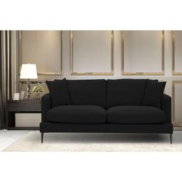 Home Affaire 2-Sitzer &raquo;Cozy elegantes Designsofa, Ma&szlig;e B/T/H: 151/97/80 cm&laquo; mit losen Kissen und Metallbeinen schwarz Samtoptik (100% Polyester);