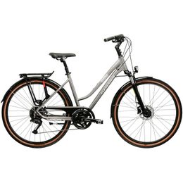 KROSS Trekkingrad »Trekkingrad 28" Trans 5.0 ULT.RA silver 18 Gänge« 18 Gang Shimano CUES U3020 Schaltwerk Kettenschaltung silberfarben+schwarz