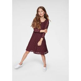 Kidsworld Jerseykleid »- Spitzenkleid« festliche Anlässe, knielang, aus Spitze und Jersey, 3/4-Ärmel bordeaux 140/146 - N-Gr N-Gr 140/146...