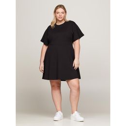 Tommy Hilfiger Curve Damen Blusenkleid &raquo;CRV F&F C-NK TSHIRT DRESS SS&laquo; Gro&szlig;e Gr&ouml;&szlig;en schwarz 46, N-Gr