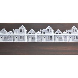 Stickereien Plauen Fensterdekoration &raquo;H&auml;user&laquo; Fensterdekoration "H&auml;user" wei&szlig; B/L: 42 cm x 13 cm