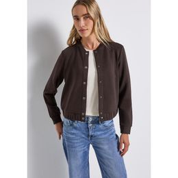 Street One Blouson ohne Kapuze im Silk Look deep roast brown 36 36 Leichte Jacke mit matten Kn&ouml;pfen von Street One