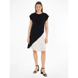 Tommy Hilfiger Blusenkleid &raquo;VISCOSE BLOCKED KNEE DRESS&laquo; mit Logopatch Black/_Calico_Colorblocked 42 - N-Gr N-Gr 42 Perfekt f&uuml;r den Sommer: Luftiges...