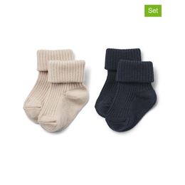 Wheat 2er-Set: Woll-Socken in Beige/ Dunkelblau - 26% | Größe 16-18 | Babysocken-strumpfhosen