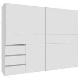 CARRYHOME Schwebet&uuml;renschrank, Wei&szlig;, Holzwerkstoff, 3 F&auml;cher, 3 Schublade(n) Schubladen, 250x200x61 cm, Typenauswahl, in verschiedenen Gr&ouml;&szlig;en erh&auml;ltlich, Holzdekoren erh&auml;ltlich, Schlafzimmer, Kleiderschr&auml;nke, Schwebet&uuml;renschr&auml;nke