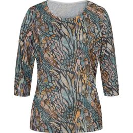 CRÉATION L Damen 3/4-Arm-Shirt mit Druck-Dessin salbei-schwarz-bedruckt Größe 40