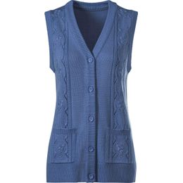 CR&Eacute;ATION L Damen Strickweste mit Zierperlen jeansblau Gr&ouml;&szlig;e 40