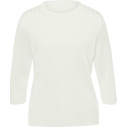 Damen 3/4 Arm-Pullover mit Ripp-Muster allover ecru, Gr&ouml;&szlig;e 56