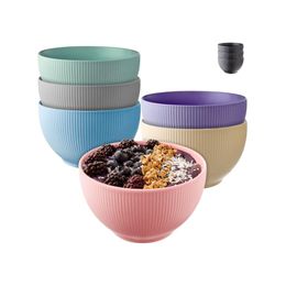 Praknu M&uuml;slischalen Set - Keramik Bunt - 6er Schalen Set - Gro&szlig;e M&uuml;sli | Gr.: onesize
