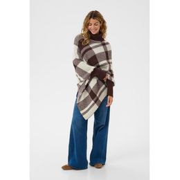 Cream Poncho CRLivia Loose fit in Dark Brown White Check | Gr.: onesize