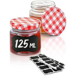 Praknu 25 Marmeladengl&auml;ser Klein 125ml - Mit Etiketten & Stift - Luftdicht - | Gr.: onesize