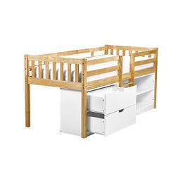 Beliani Kinderbett SUSVILLE in Braun/Wei&szlig; - (W) 97 x (H) 99 x (L) 207 cm | Gr.: onesize