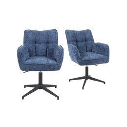 DUBI Möbel 2er-Set: Bürostuhl Mika-Daan in Blau - (B)59 x (H)81 x (T)66 cm | Gr.: onesize
